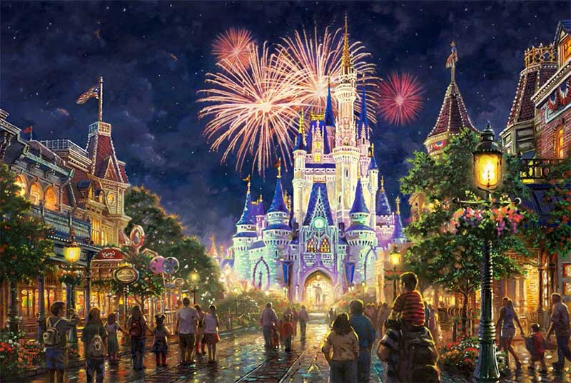 Main Street USA, Walt Disney World by Thomas Kinkade Studios 18x27 Gallery Proof G/P Limited ...
